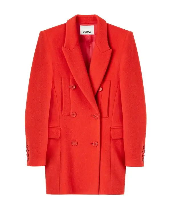 Isabel Marant Étoile Lileya Double Breasted Virgin Wool Coat - Red