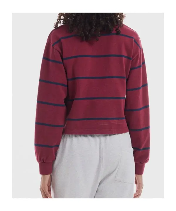 SPORTY  RICH Sporty & Rich Striped Long Sleeve Polo Shirt