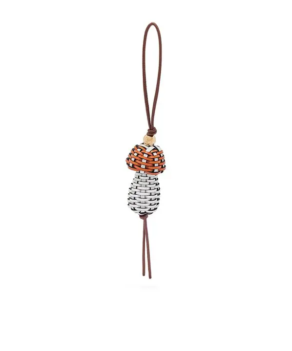 Loewe Mushroom Charm In Classic Calfskin - Maple/soft White