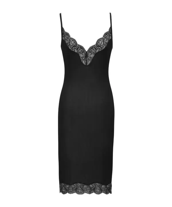 Saint Laurent Lace Slip Dress - Black