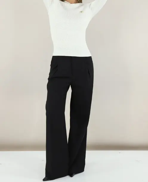 TWINSET Pointelle Knit V-neck Sweater