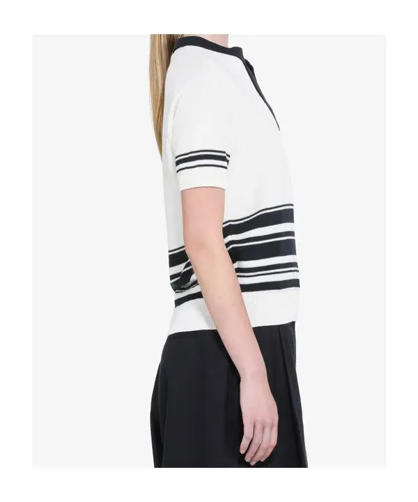 N.21 Striped V-neck Short-sleeve Knit Sweater
