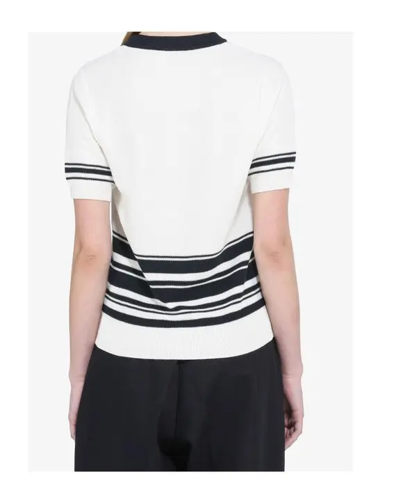 N.21 Striped V-neck Short-sleeve Knit Sweater