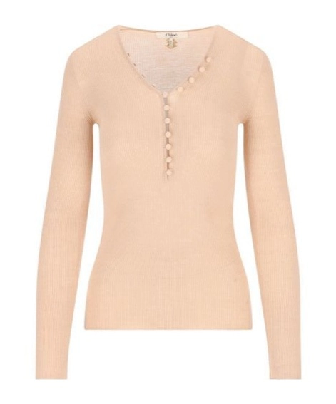 Chloé V-neck Knitted Top With Button Detailing - No