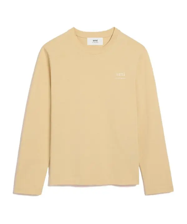 AMI Paris Long Sleeved Crewneck T-shirt - Nude