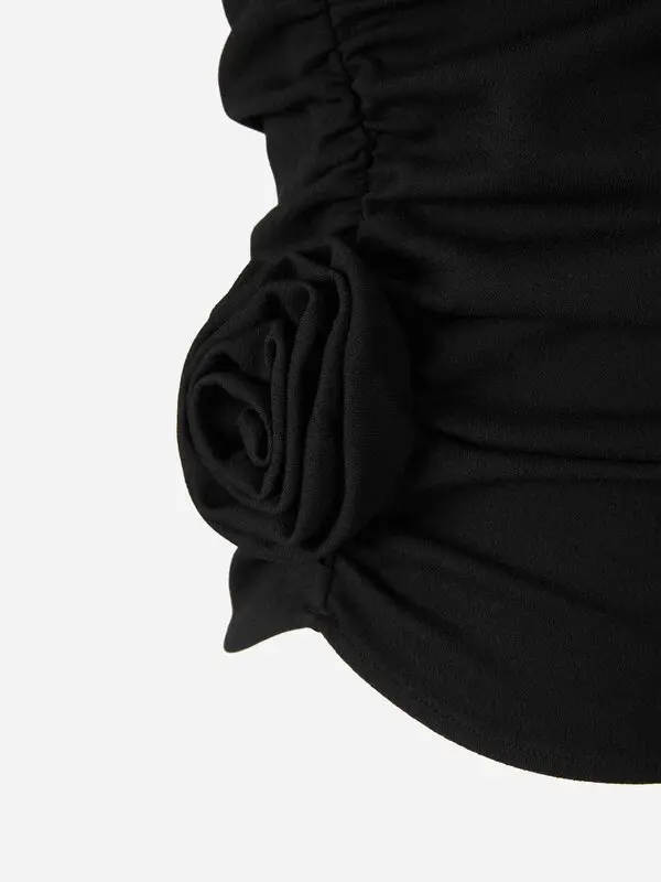 Magda Butrym One-shoulder Rose Embellished Top - Black