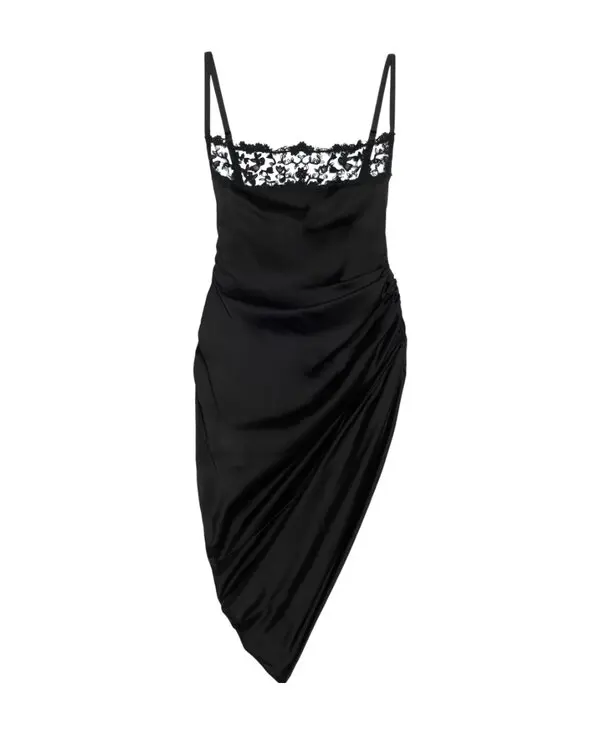 Jacquemus Asymmetric Lace Lingerie Dress - Black