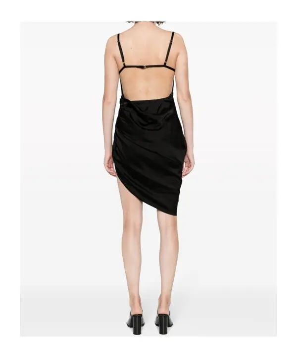 Jacquemus Asymmetric Lace Lingerie Dress - Black