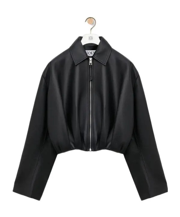 Loewe Draped Leather Jacket - Black