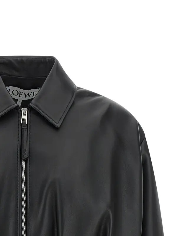 Loewe Draped Leather Jacket - Black
