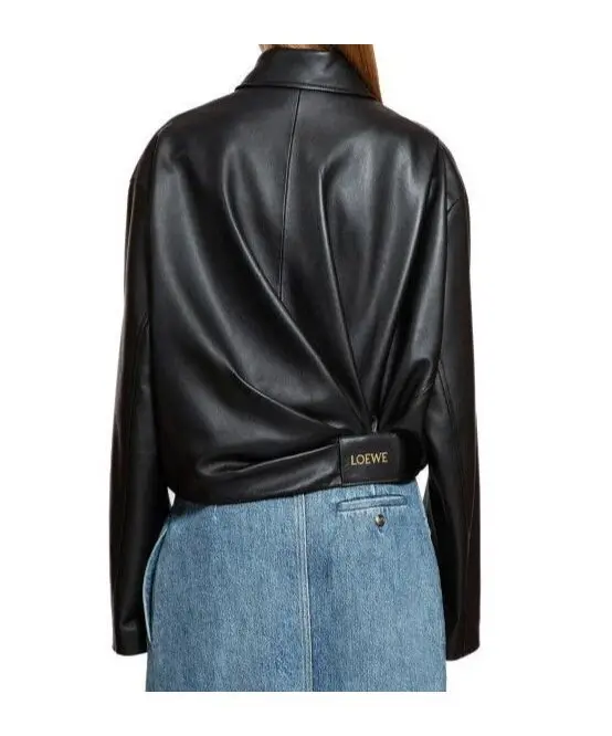 Loewe Draped Leather Jacket - Black