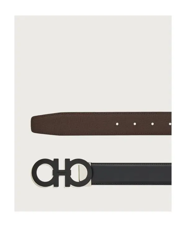 FERRAGAMO Gancini Reversible Belt - Black