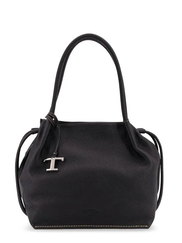 TOD'S Logo Detailed Shoulder Bag - Black