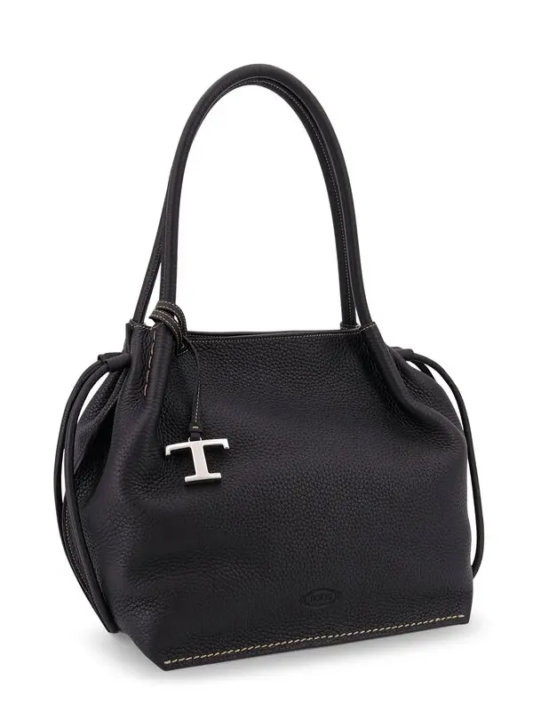 TOD'S Logo Detailed Shoulder Bag - Black