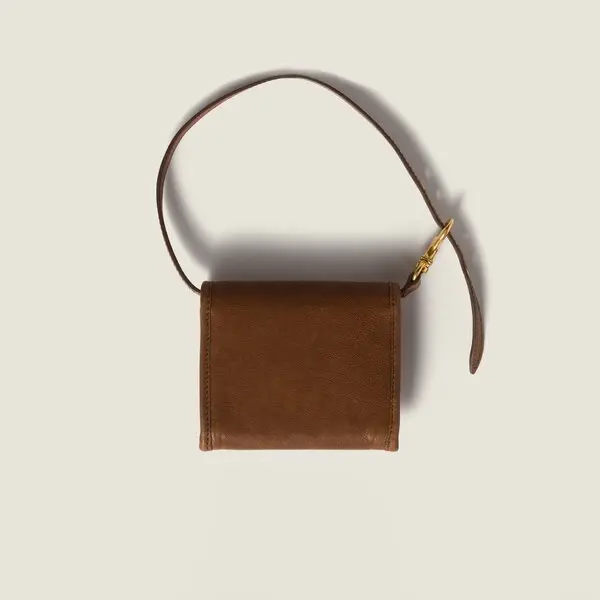 Miu Miu Nappa Leather Wallet With Shoulder Strap - Oak