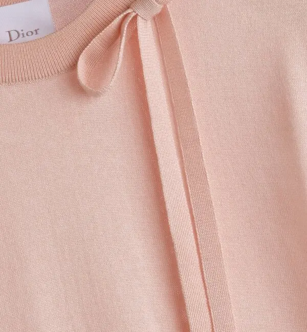 Dior Short-sleeved Fitted Knit Sweater With Cd Logo Detail - Pink