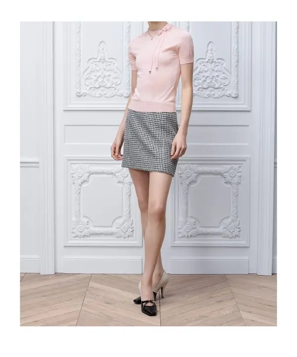 Dior Short-sleeved Fitted Knit Sweater With Cd Logo Detail - Pink