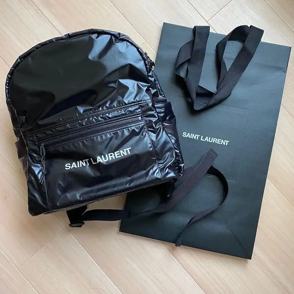 Saint Laurent Nuxx Logo Printed Backpack - Black