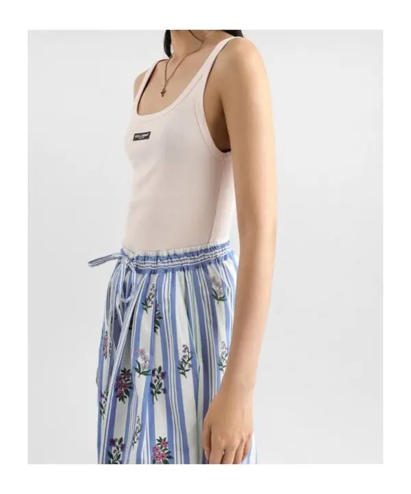 Dolce & Gabbana Sleeveless Logo Patch Jersey Top - Pink