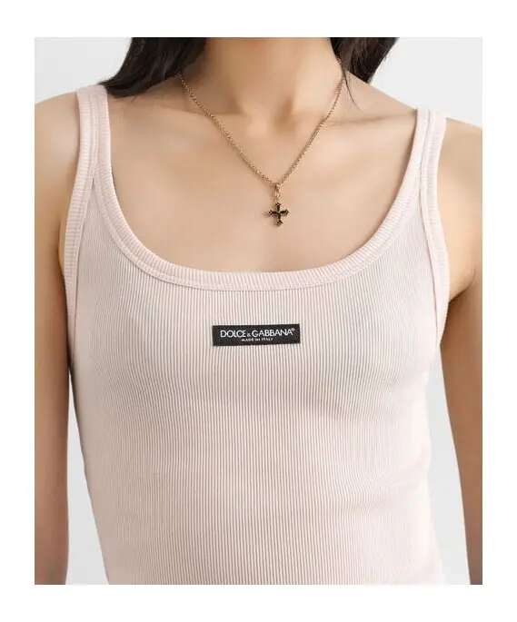Dolce & Gabbana Sleeveless Logo Patch Jersey Top - Pink