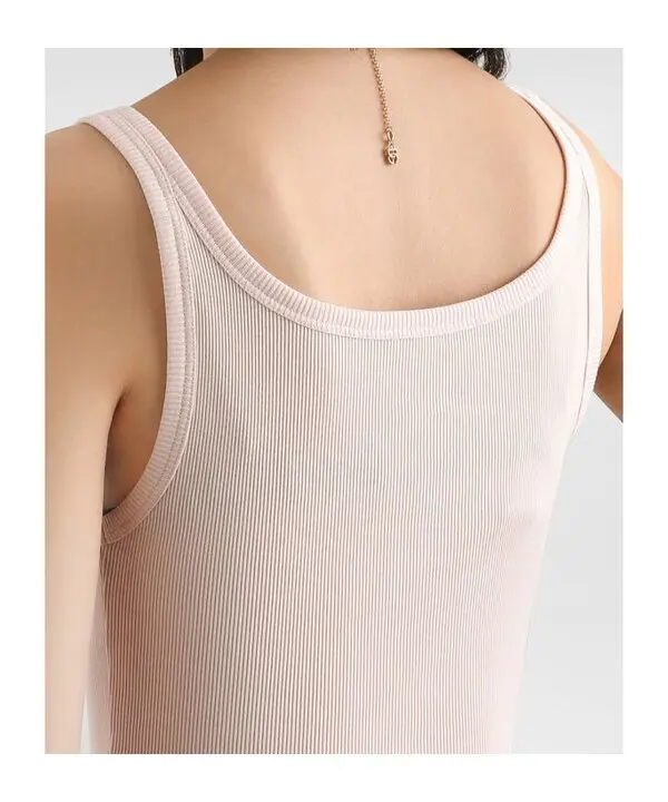 Dolce & Gabbana Sleeveless Logo Patch Jersey Top - Pink