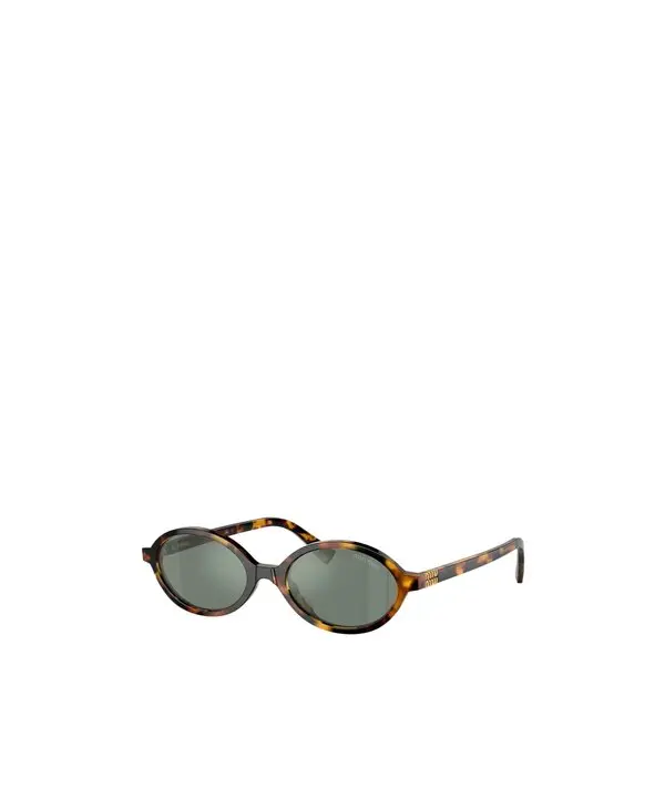 Miu Miu Oval Frame Tortoiseshell Sunglasses - Green