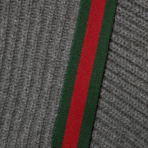 Gucci Web Striped Drawstring Knit Hoodie