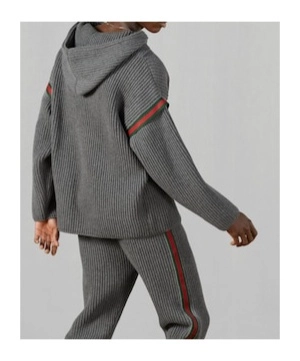 Gucci Web Striped Drawstring Knit Hoodie - No