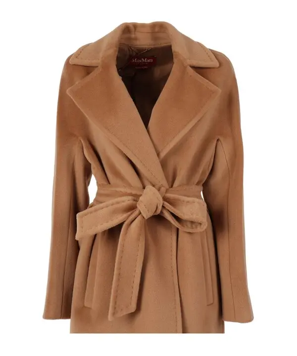Max Mara Scire Belted Long-sleeve Coat - Camel