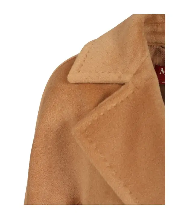 Max Mara Scire Belted Long-sleeve Coat - Camel