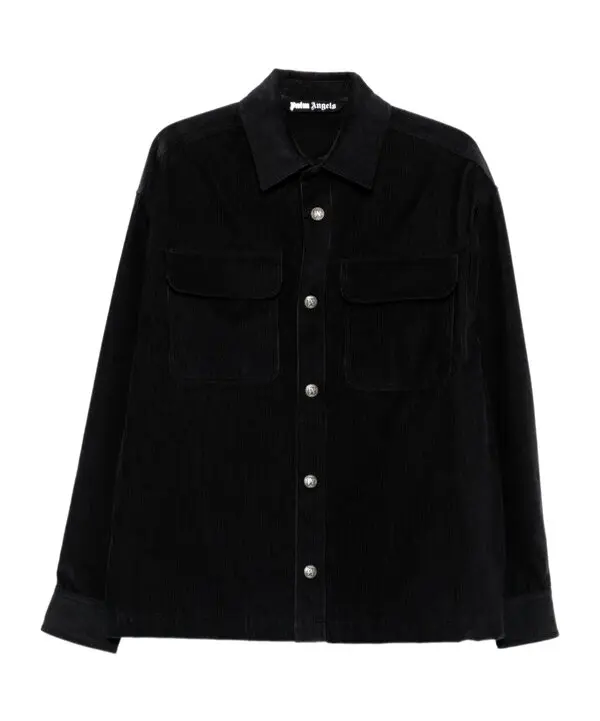 Palm Angels Logo Printed Overshirt - Black