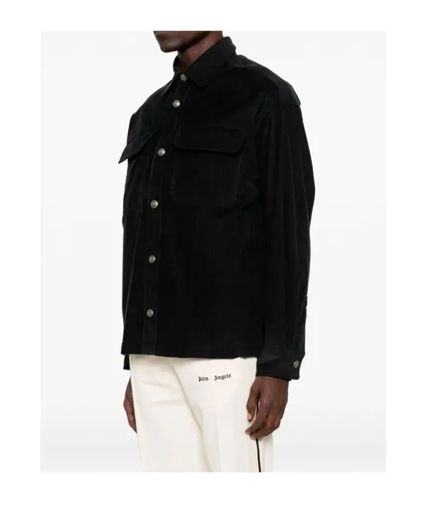 Palm Angels Logo Printed Overshirt - Black