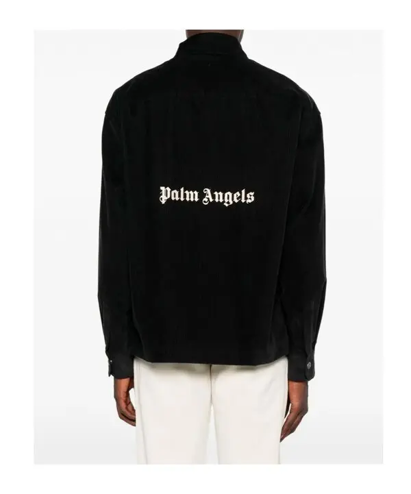 Palm Angels Logo Printed Overshirt - Black
