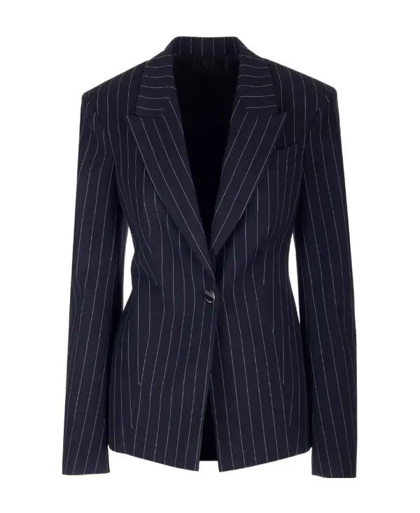 Attico Single Breasted Striped Tailored Blazer