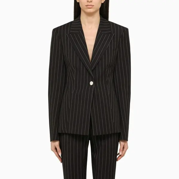 Attico Single Breasted Striped Tailored Blazer