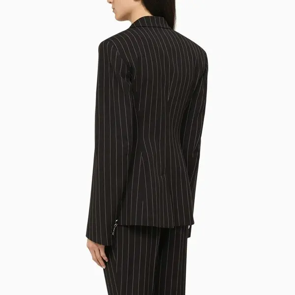 Attico Single Breasted Striped Tailored Blazer
