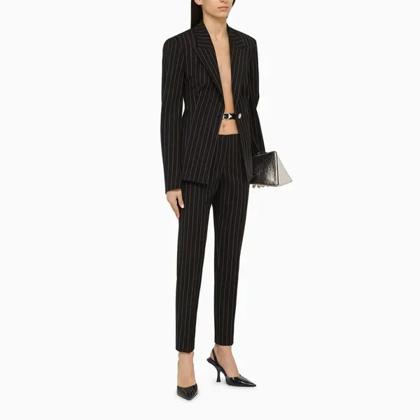 Attico Single Breasted Striped Tailored Blazer