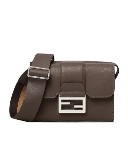 Fendi Leather Bag With Ff Clasp - Brown