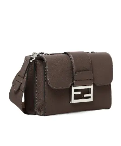 Fendi Leather Bag With Ff Clasp - Brown