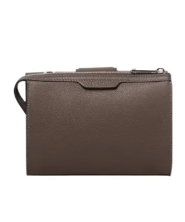 Fendi Leather Bag With Ff Clasp - Brown