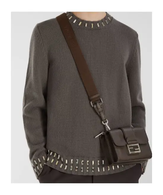 Fendi Leather Bag With Ff Clasp - Brown