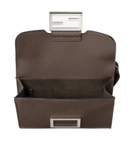 Fendi Leather Bag With Ff Clasp - Brown