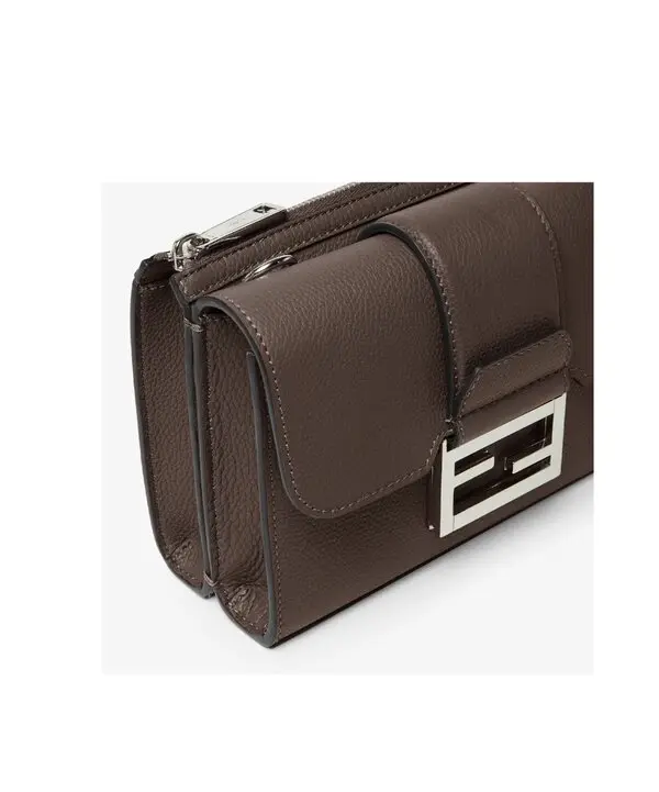 Fendi Leather Bag With Ff Clasp - Brown