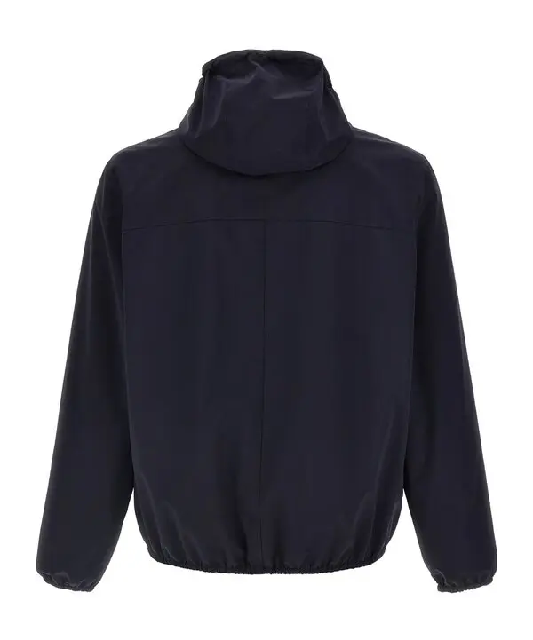 Brunello Cucinelli Logo Embroidered Zip-up Hooded Jacket - Blue
