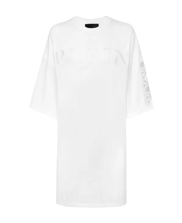 Philipp Plein Crystal Skull T-shirt Dress