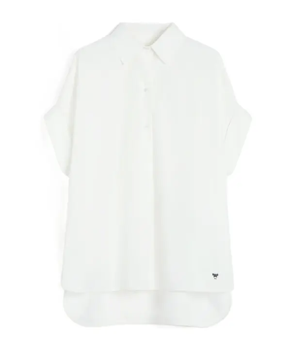 Max Mara Straight-fit Cotton Poplin Shirt With Embroidered Logo