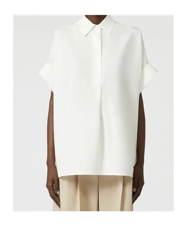 Max Mara Straight-fit Cotton Poplin Shirt With Embroidered Logo