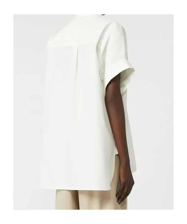 Max Mara Straight-fit Cotton Poplin Shirt With Embroidered Logo