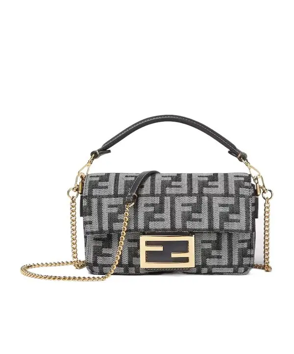 Fendi Baguette Ff Jacquard Mini Tote Bag - Blue