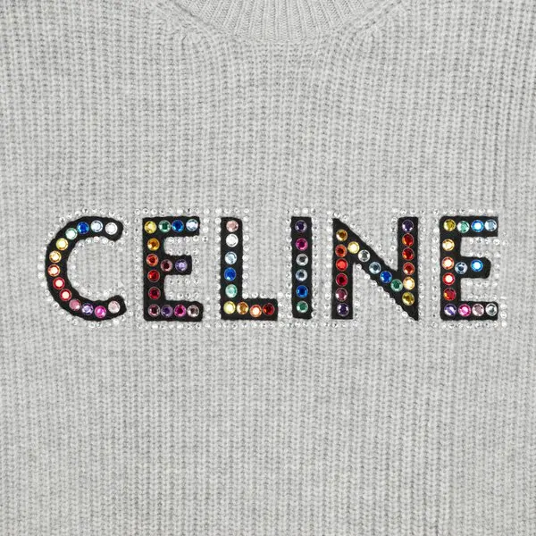 Celine Oversized Embroidered Sweater In Ribbed Wool